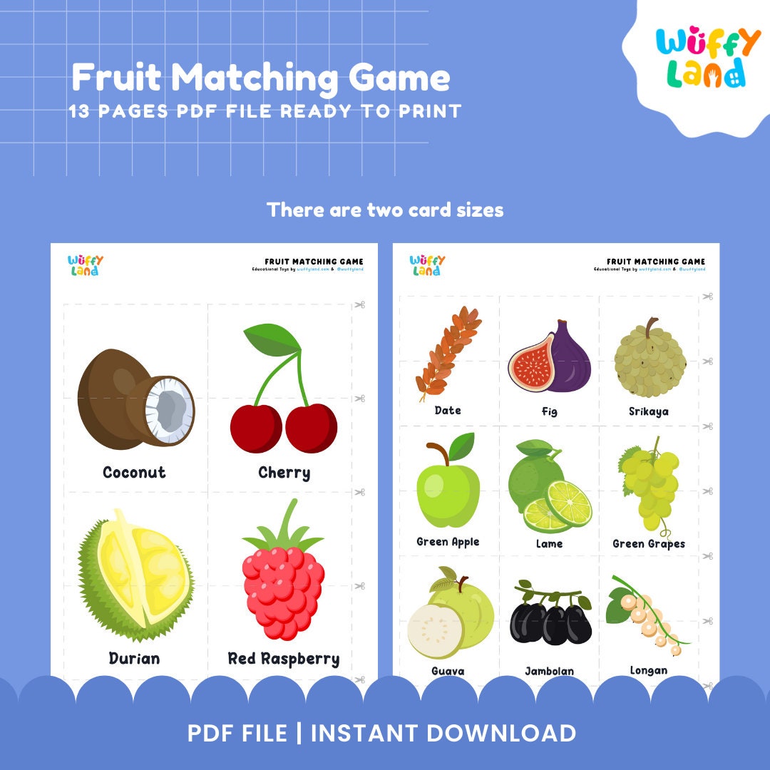 Fruit Matching Game, Fruit Puzzle, Matching Cards, Symmetry, Learning ...