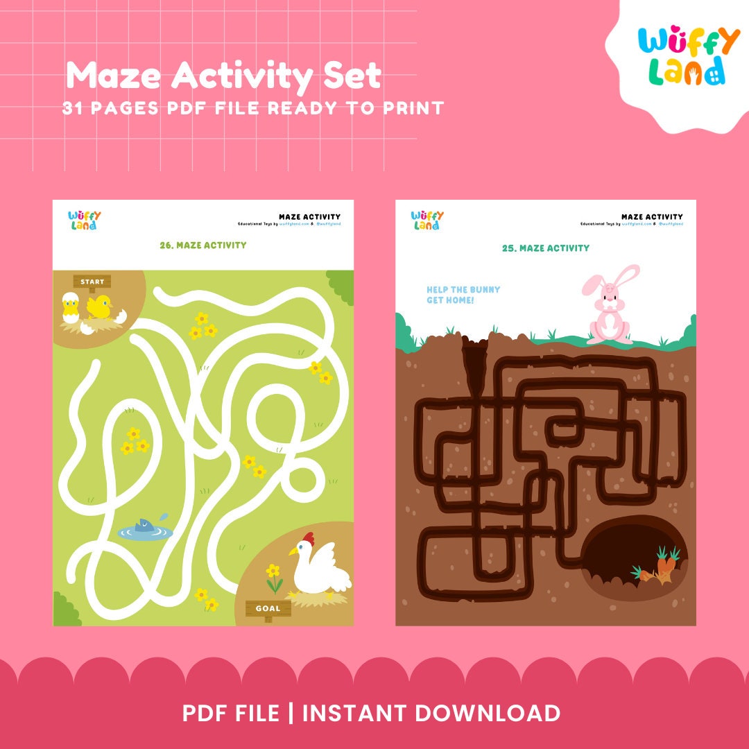 Maze Activity Set, Labyrinth Games Preschool Activity Book, Brain ...