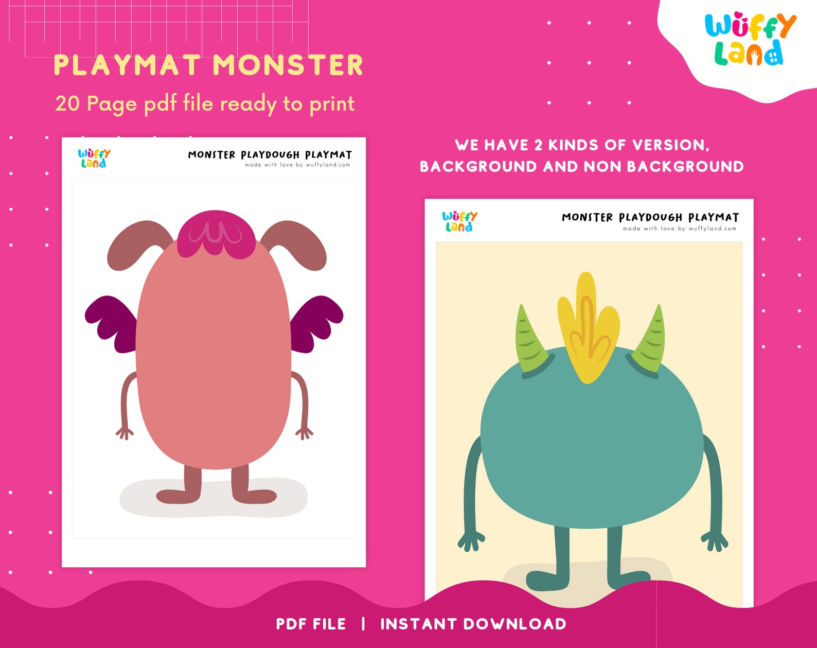 Monster Playdough Mat Printable Play Dough Activity Mats - Etsy