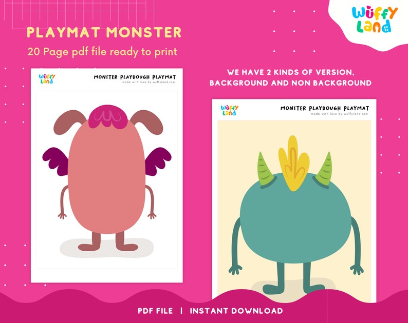 Monster Playdough Mat Printable Play Dough Activity Mats - Etsy