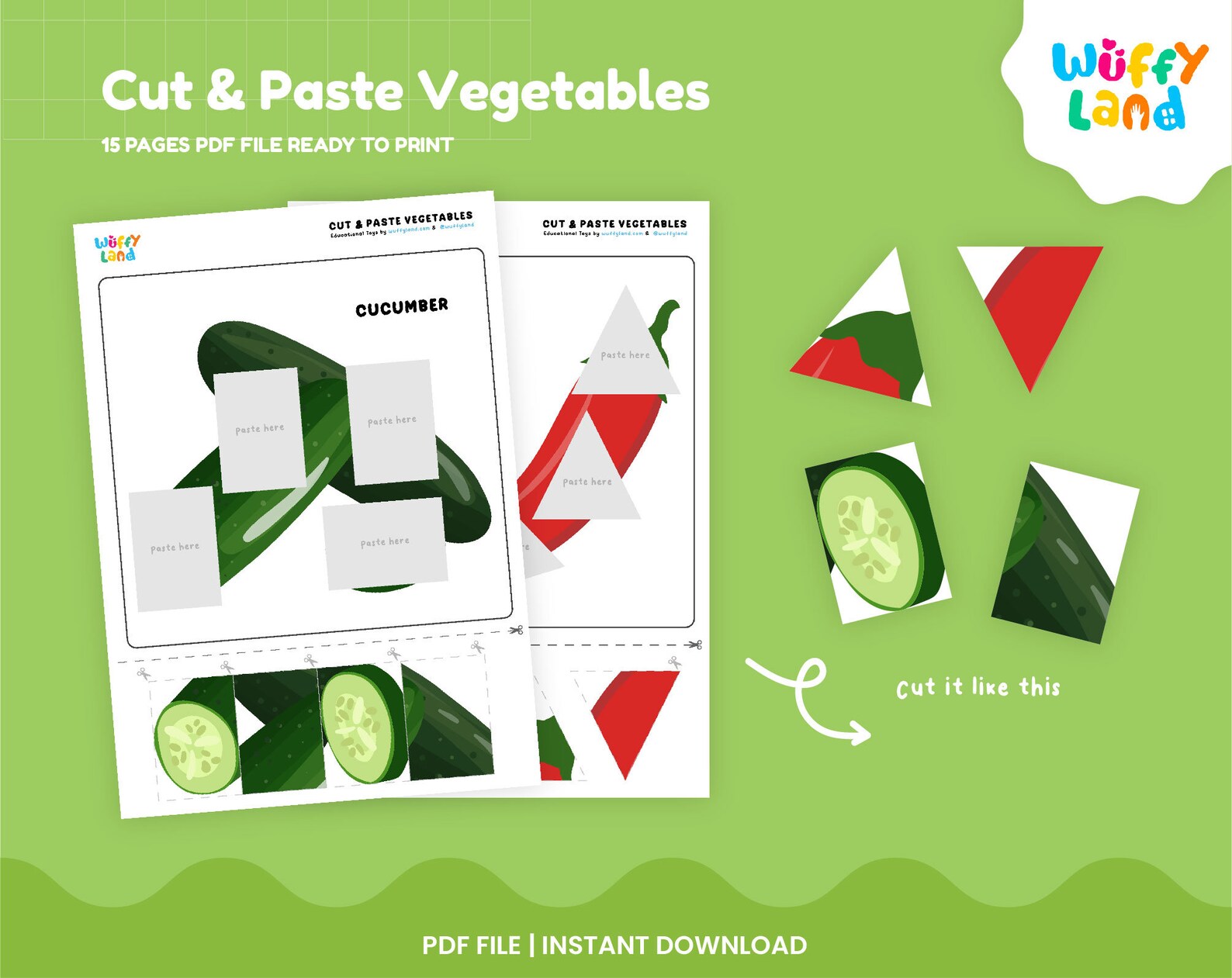 Cut and Paste Vegetable Vegetable Matching Game Puzzle - Etsy