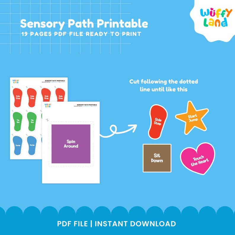 Sensory Path Printable, Gross Motor Activity for Kids, Indoor Movement ...