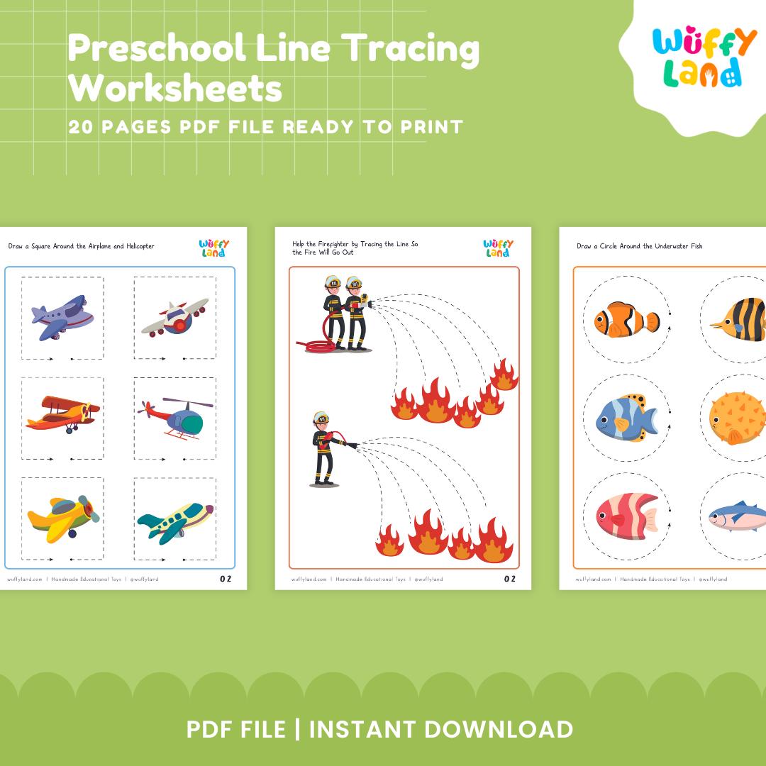Preschool Line Tracing Worksheets | 20 Pages Printable PDF | Early ...