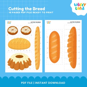 Cutting the Bread Activity | Bread Cutting Practice Worksheets Scissor ...