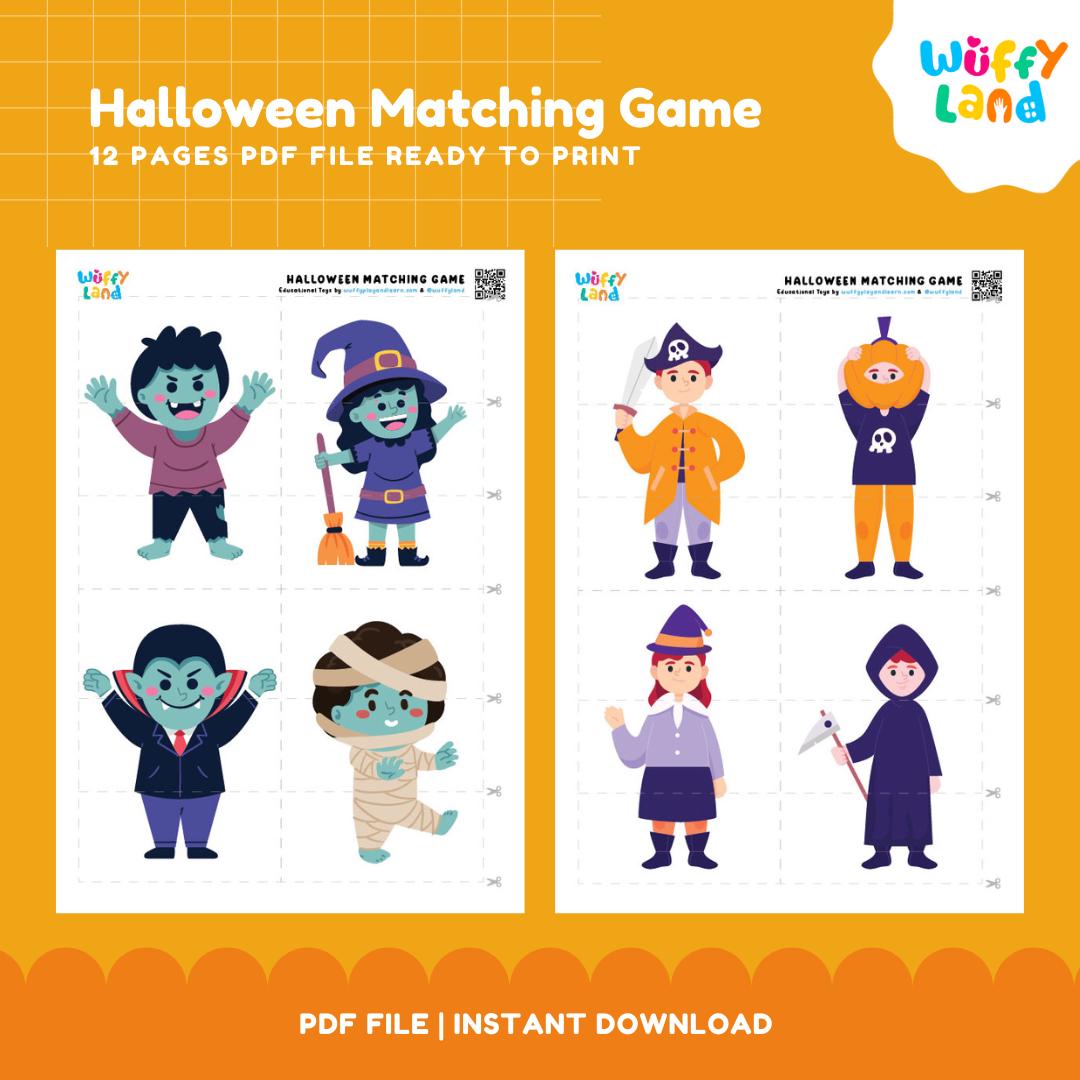 Halloween Matching Game for Kids: Fun & Spooky Printable Activity | 48 ...