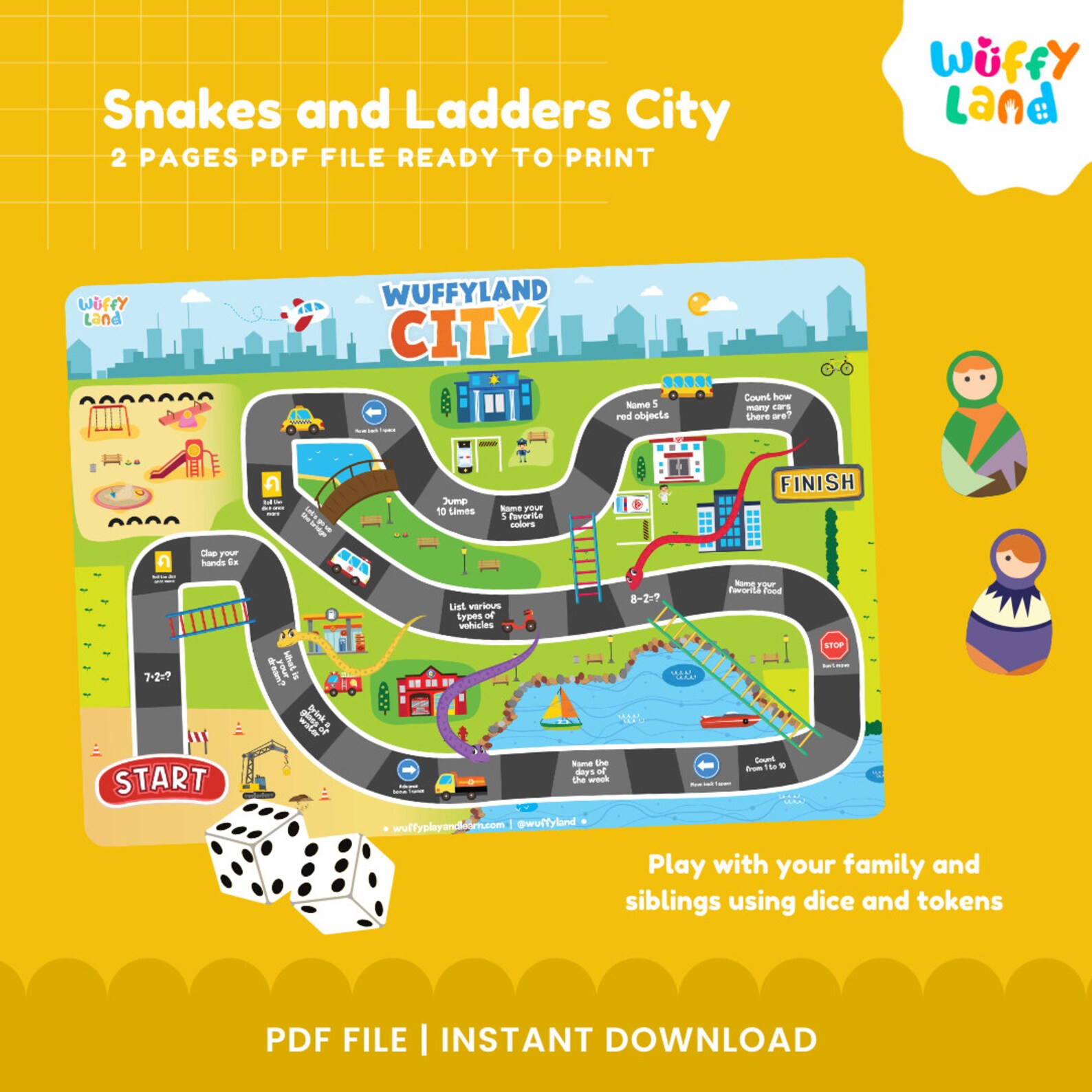 Snakes and Ladders City, Familiy Board Games, Kids Classic Game, Kids ...
