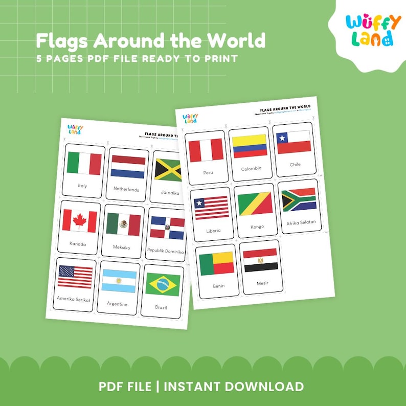 Flags Around the World Printable Game - Country Flags Matching ...
