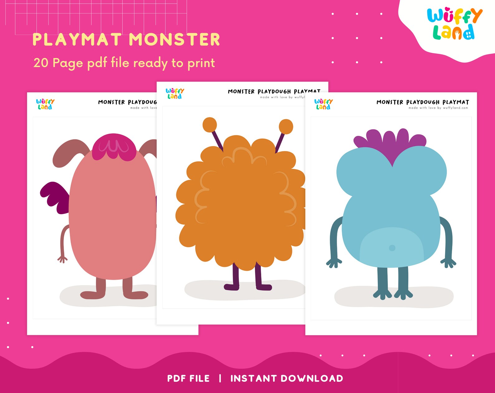 Monster Playdough Mat Printable Play Dough Activity Mats - Etsy