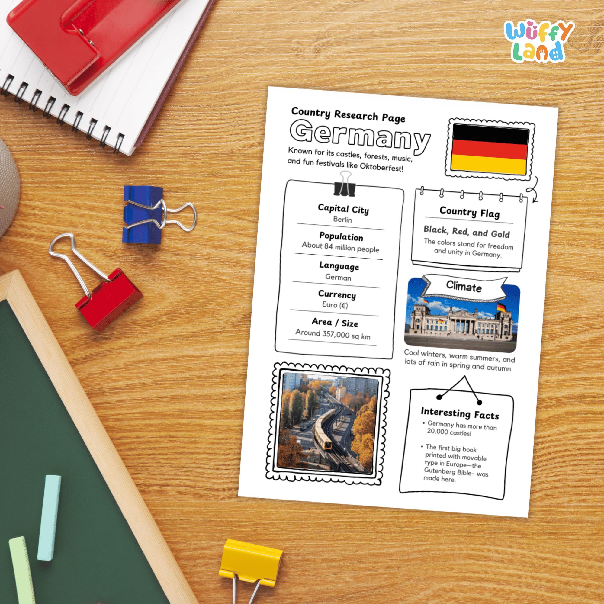 GERMANY Country Study | Geography Research Project & Printable ...