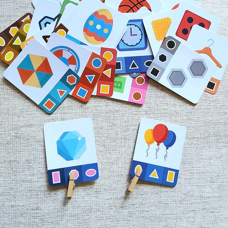 Shape Flashcard Matching Games Educational Material - Etsy