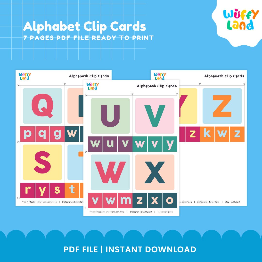 Alphabet Lower Case and Upper Case Cards, Peg It, Clip Cards, Preschool ...