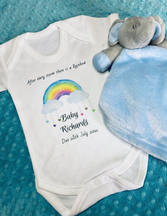 PERSONALISED Rainbow Baby Announcement Baby Grow | Etsy UK
