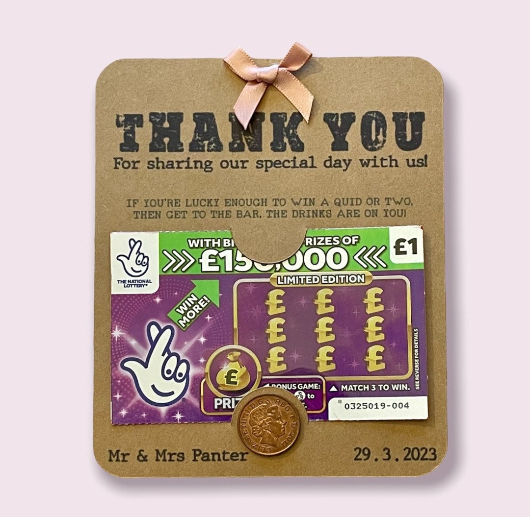 Scratch Card Holder WEDDING FAVOUR Fully Personalised Lottery Ticket ...