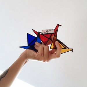 DIY Stained Glass Origami Crane Pattern - Digital Download PDF ...