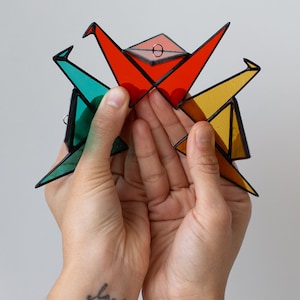 DIY Stained Glass Origami Crane Pattern - Digital Download PDF ...