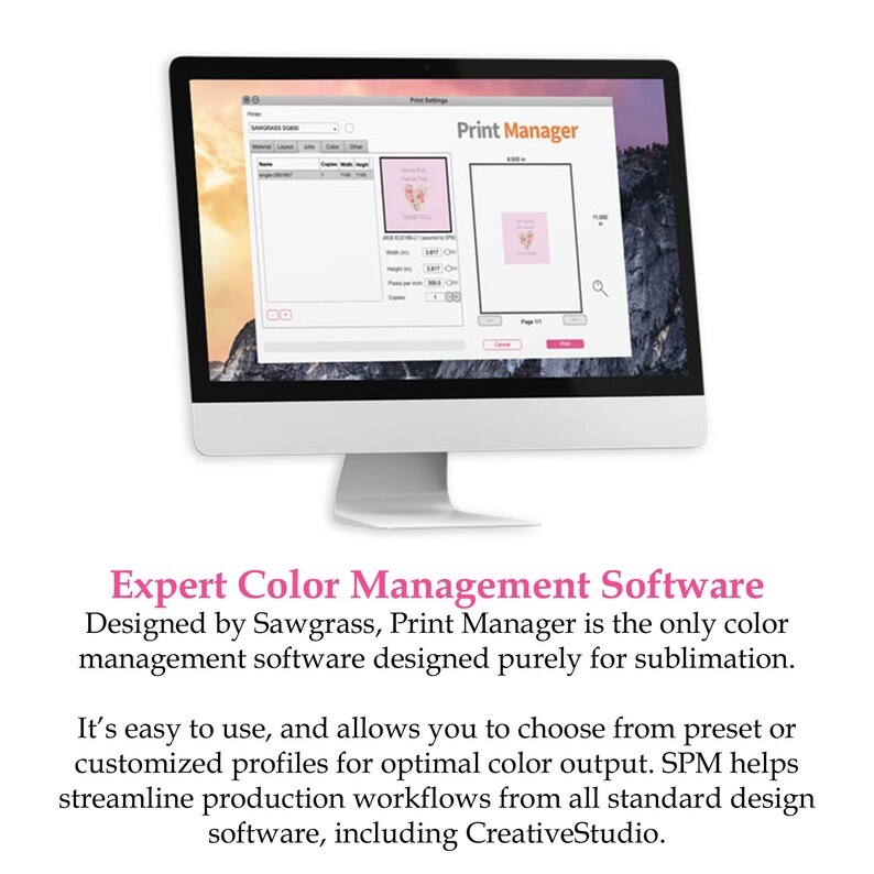 SG1000 Sawgrass Sublimation Printer & Sublijet UHD Extended Kit for Dye ...