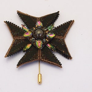 Green Maltese Beaded Cross Victorian Cross Gothic Cross - Etsy