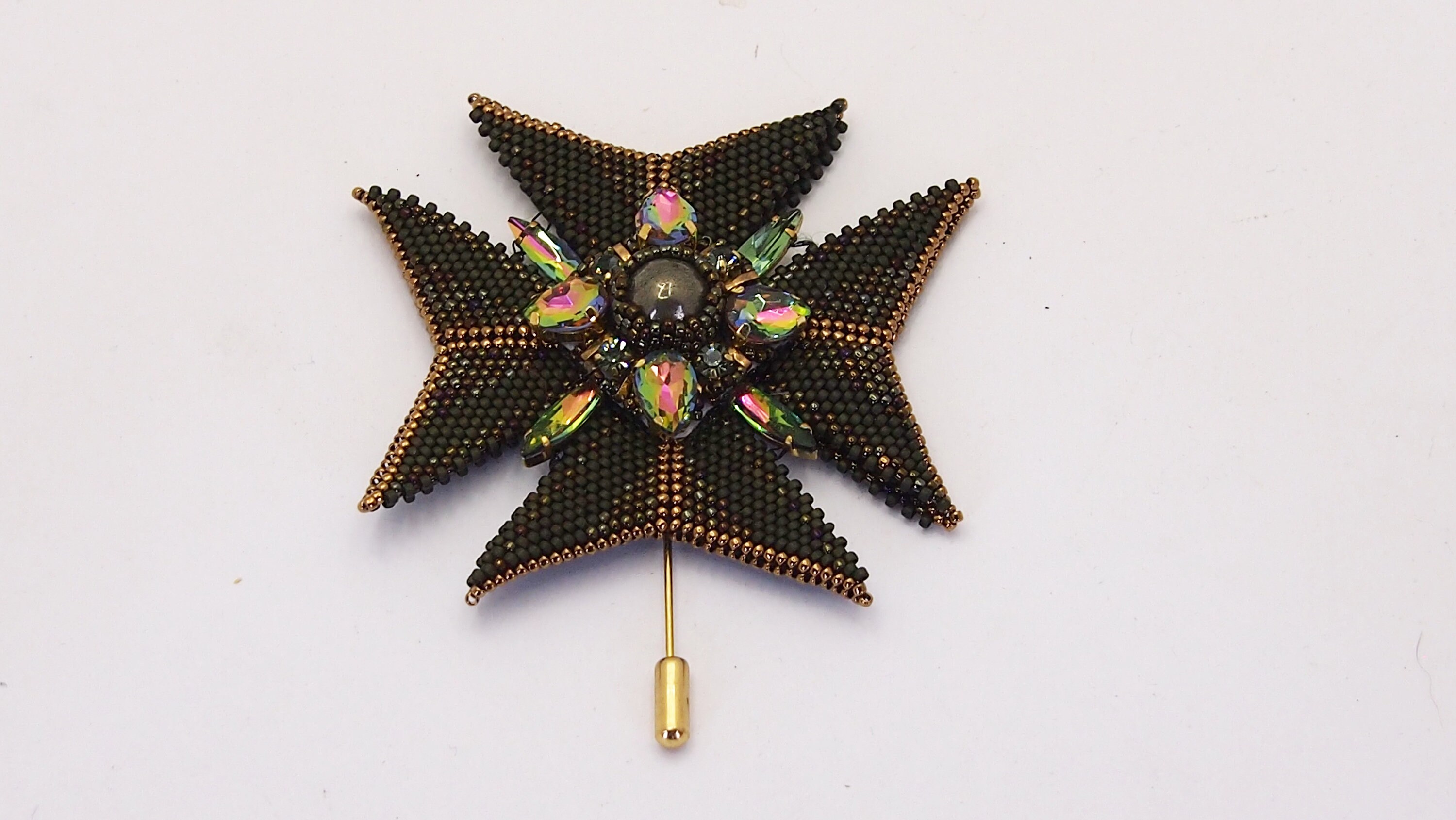 Green Maltese Beaded Cross Victorian Cross Gothic Cross - Etsy