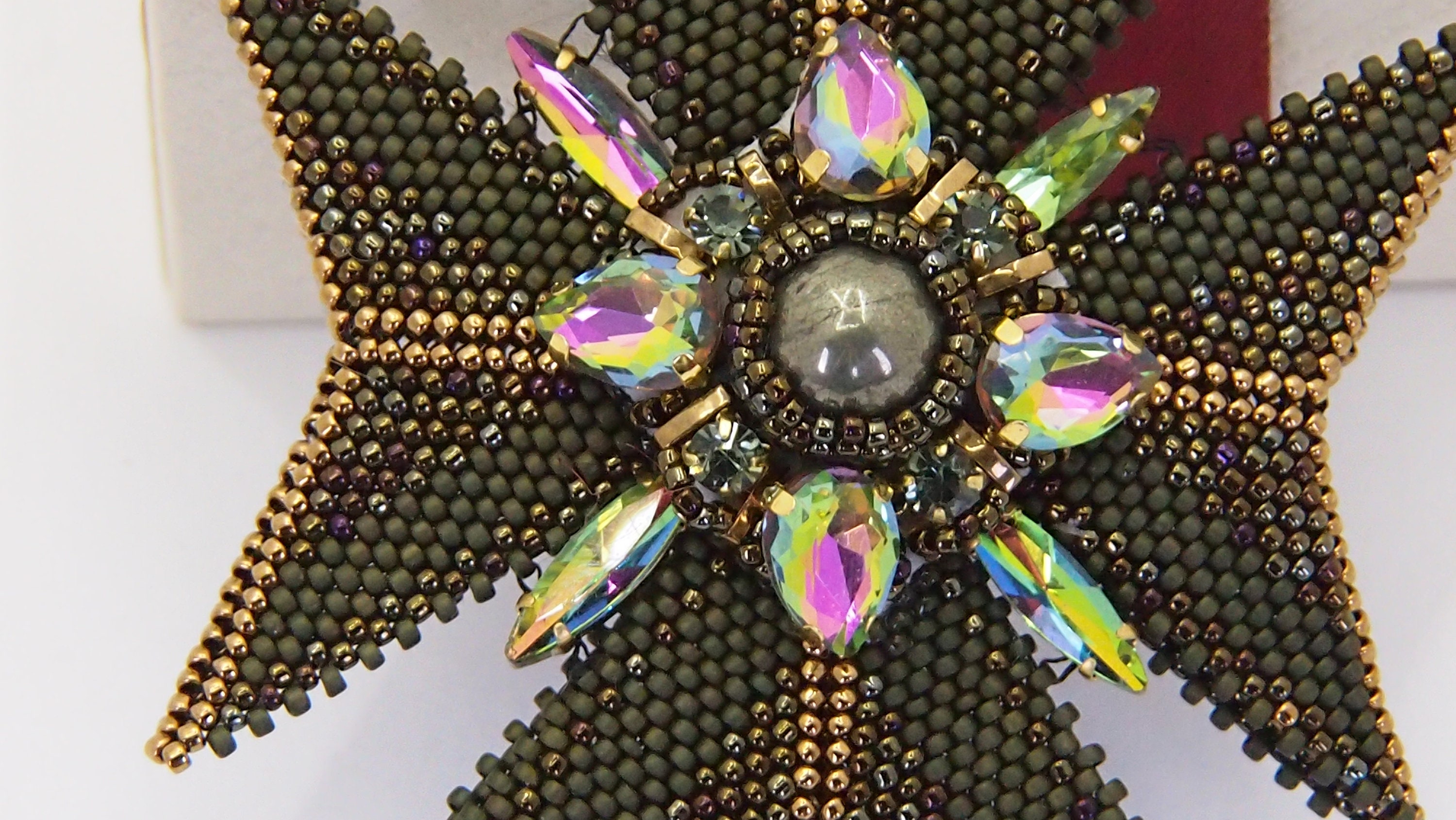 Green Maltese Beaded Cross Victorian Cross Gothic Cross - Etsy