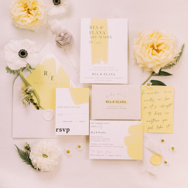 Yellow Wedding Invitation - Etsy