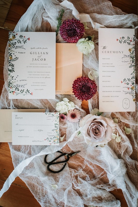 Country Wildflower Wedding Invitation, Digital Wedding Invitation Suite ...