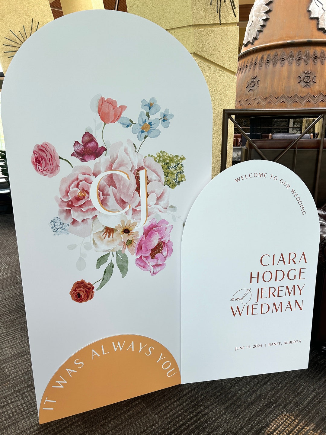 Whimsical Wedding Welcome Sign - Digital//double Arched Welcome Signs ...