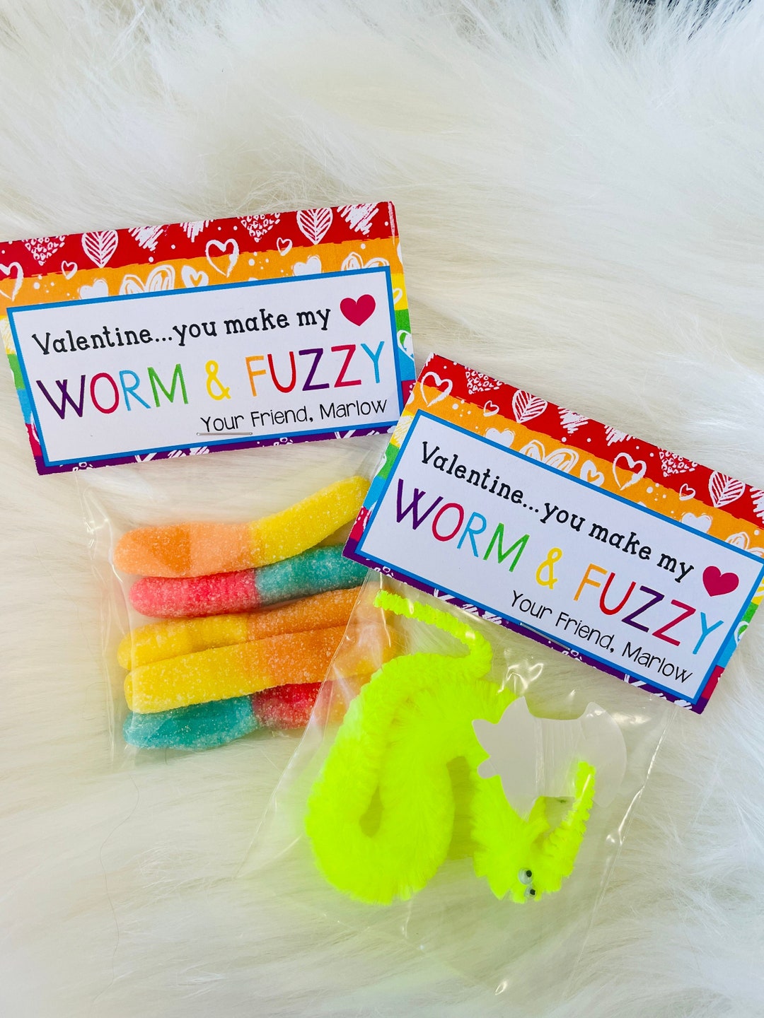 Worm and Fuzzy Valentine! Valentine's Day Digital Card, Print at Home ...