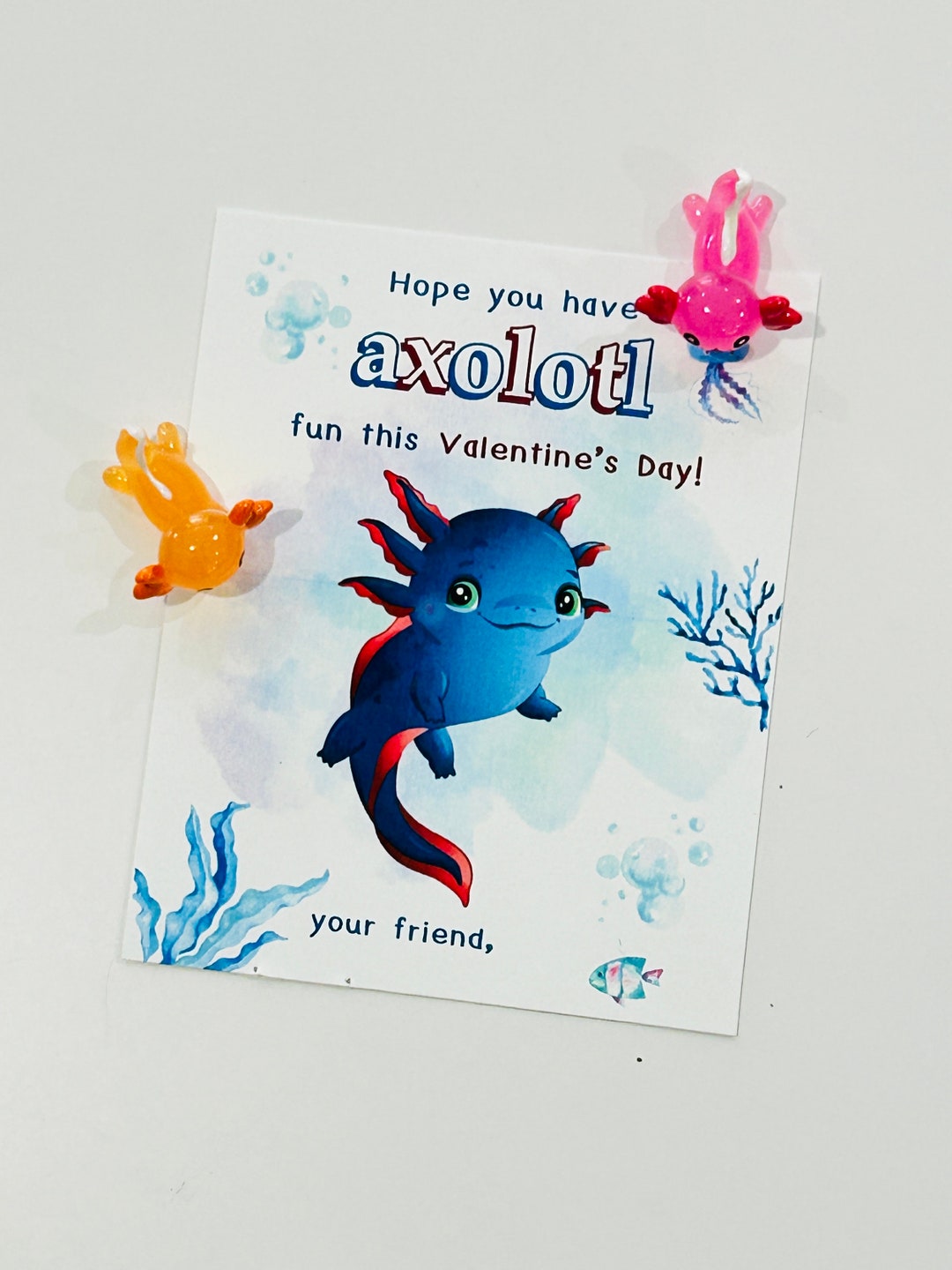 Axolotl Valentine's Day Card // Valentine Digital Print // Axolotl ...