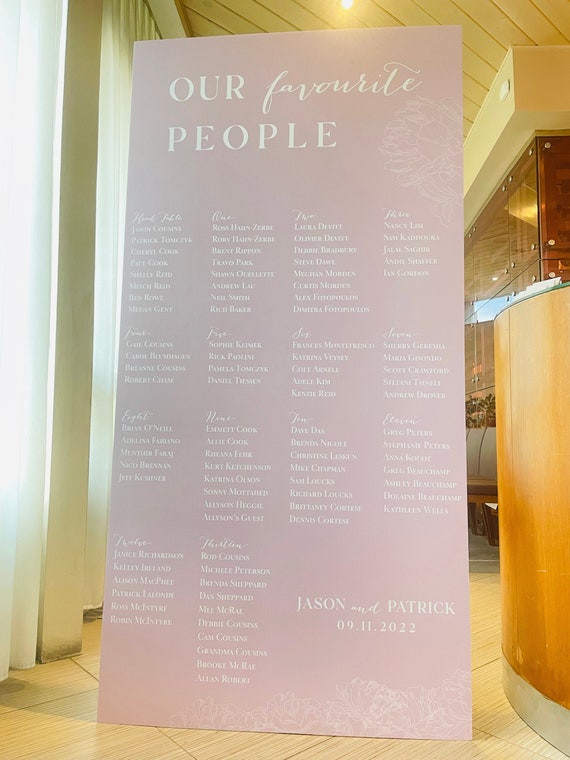 Tall Modern Blush Wedding Seating Chart Sign - DIGITAL//SEATING CHART ...