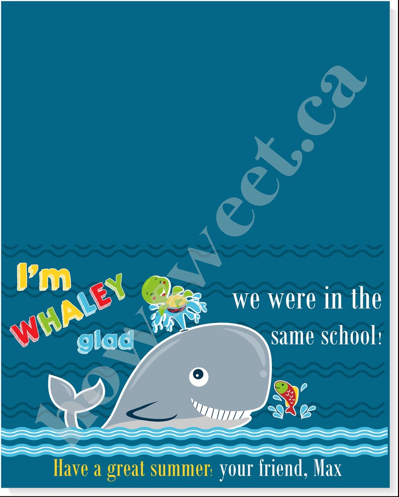 End of School Year Fold Over Tag - I'm Whaley Glad.... - Etsy