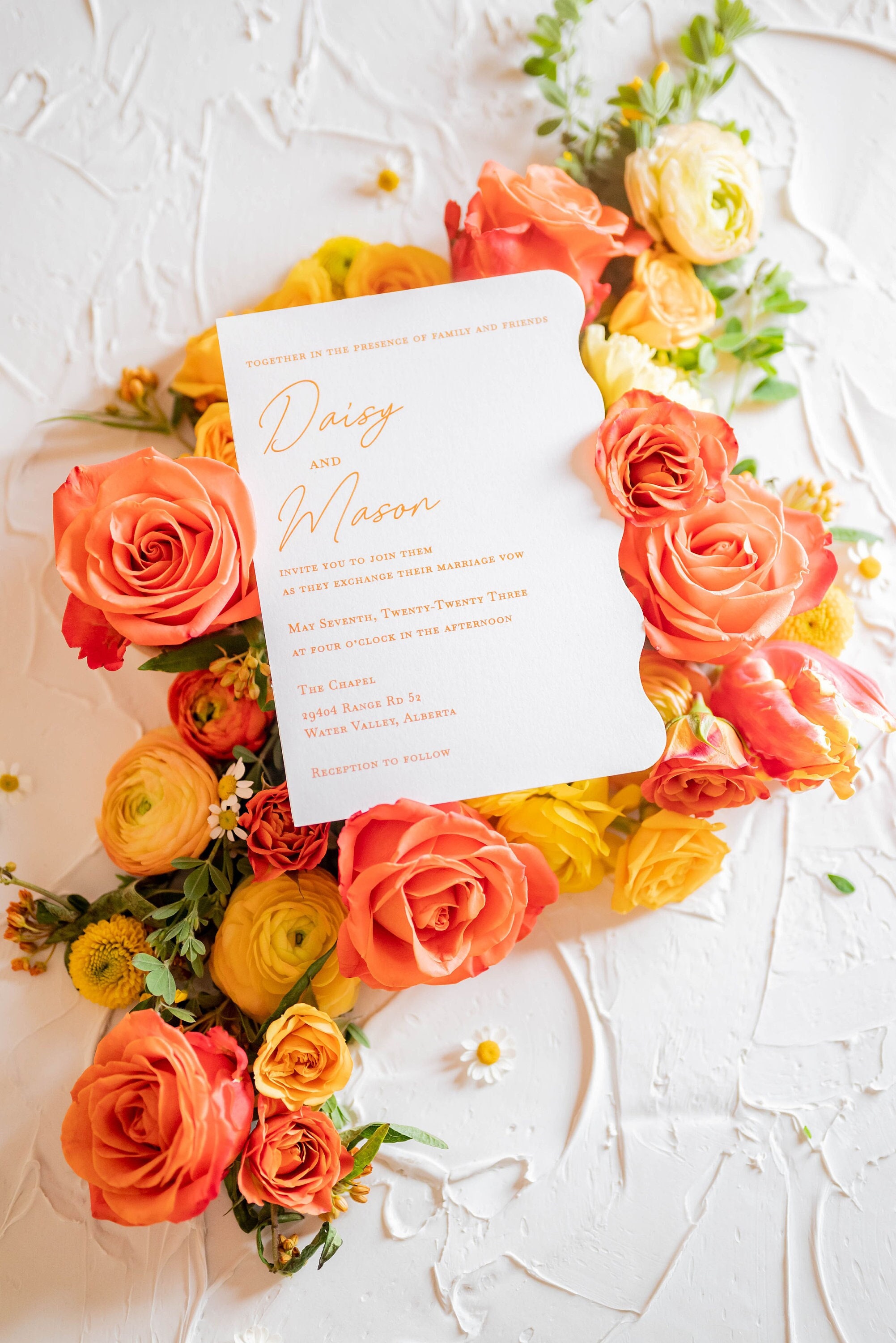 Digital Bright Floral Side Wave Wedding Invitation, Digital Wedding ...