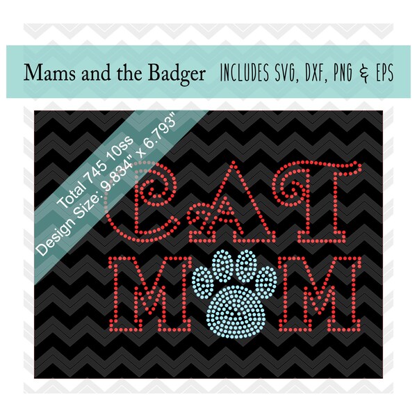 Kitty Rhinestone Template - Etsy