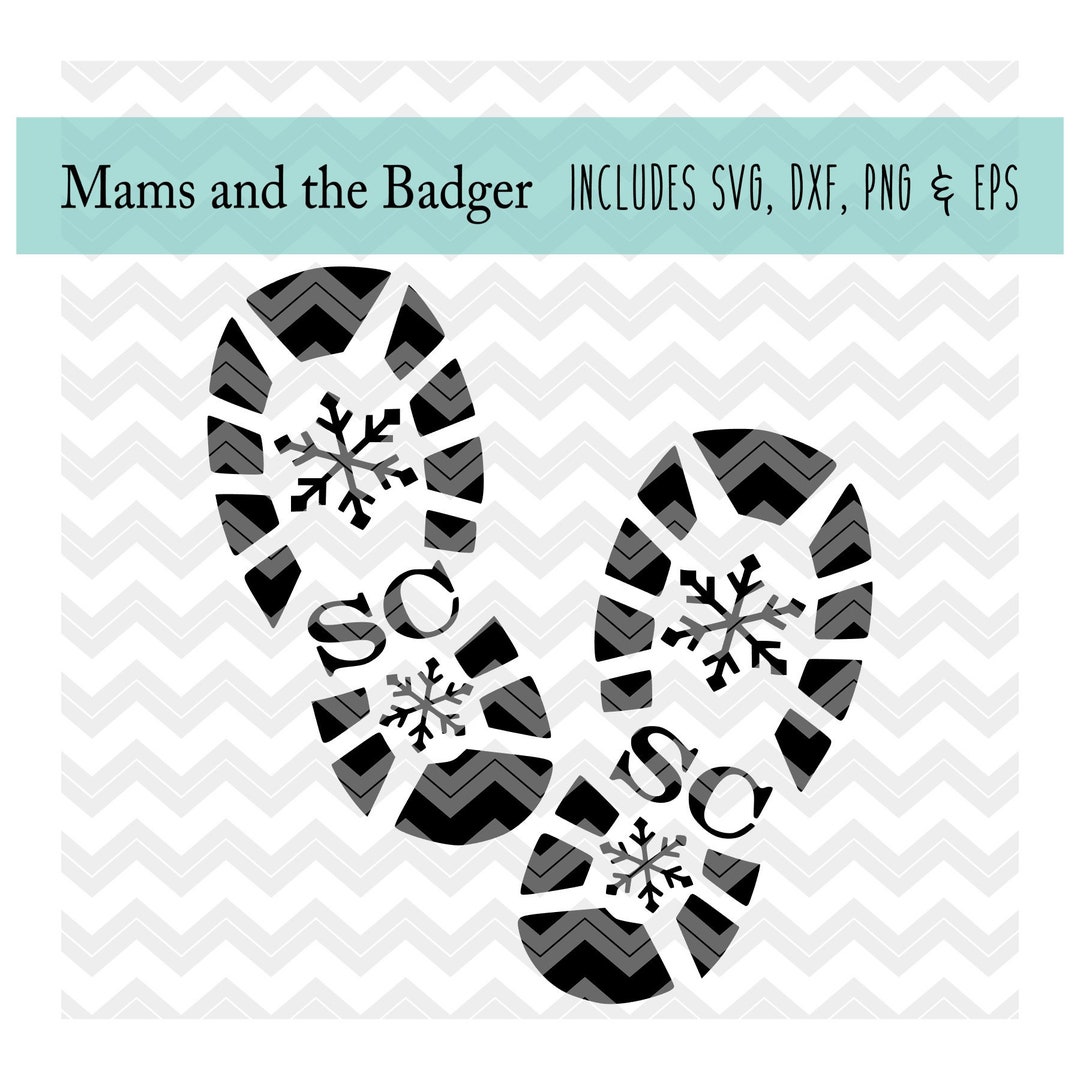 Santa Claus Boot Prints Svg, Father Christmas Stencil, Snowy Footprints ...