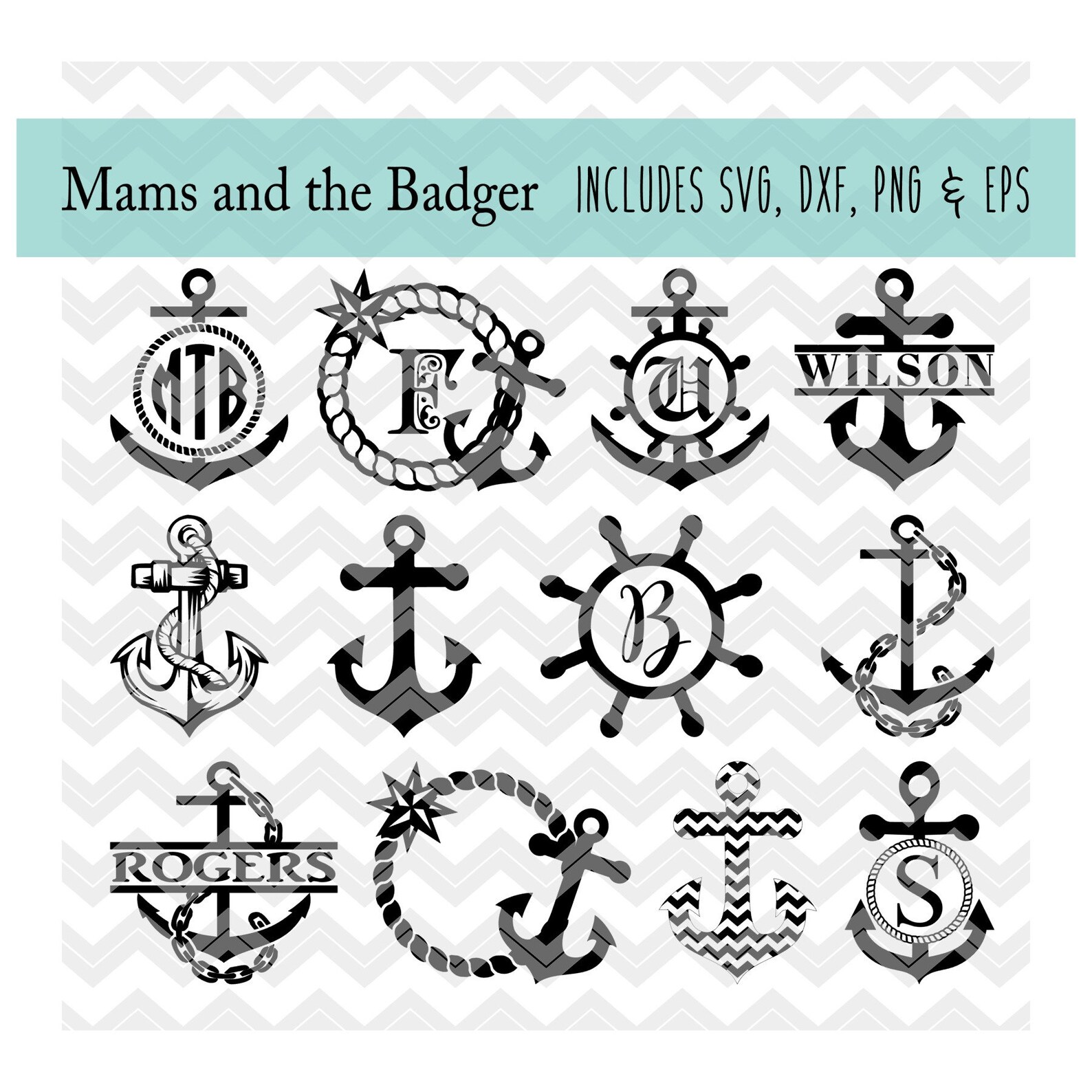 Anchor Bundle Svg, Nautical Monogram Frames, Sailing Digital Clipart ...