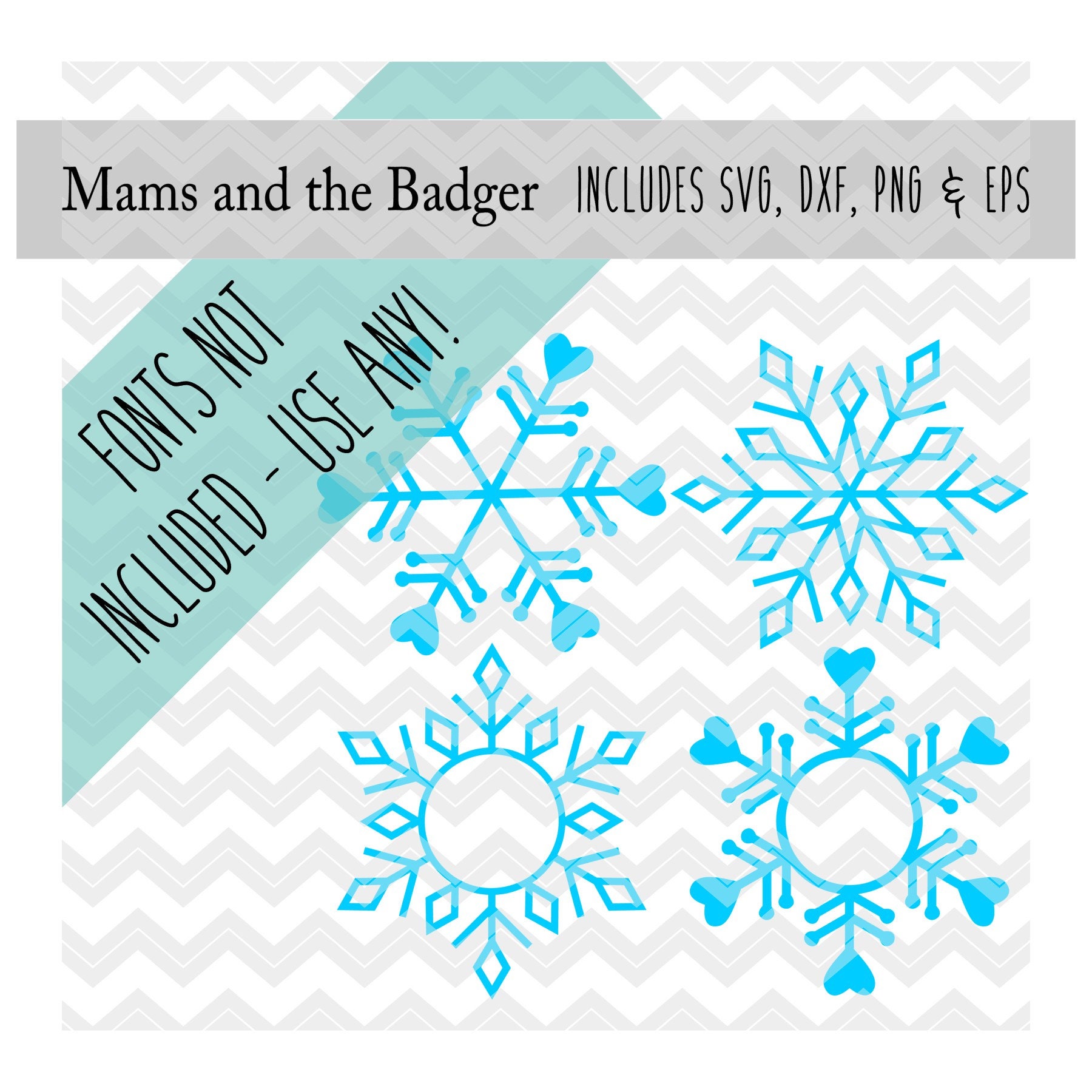 Snowflake Set Svg Monogram Frame Snow Flake Bundle Winter - Etsy