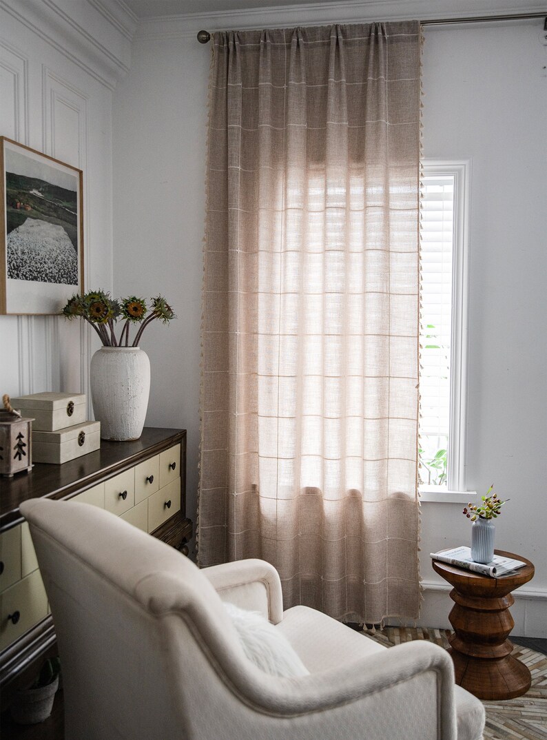 Linen Curtain Bedroom Curtain Translucent Curtains Linen - Etsy