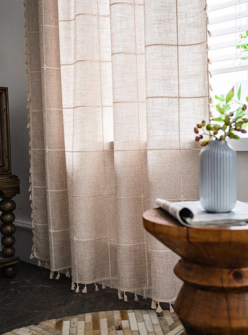 Linen Curtain Bedroom Curtain Translucent Curtains Linen - Etsy