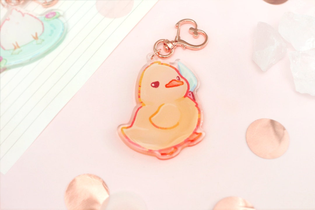 Duck With Knife Acrylic Keychain | Cute Animal Art | Duckling Key Charm ...
