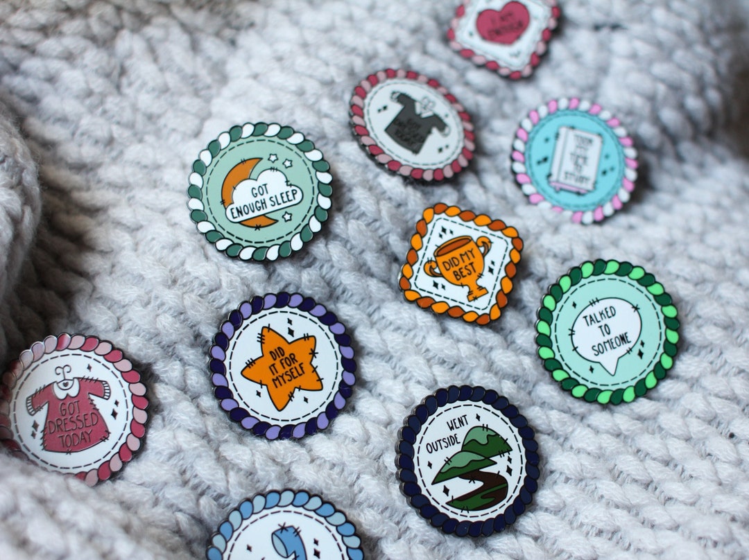 Self Care Badges Full Set 10 Pins Coloured or Black & - Etsy UK