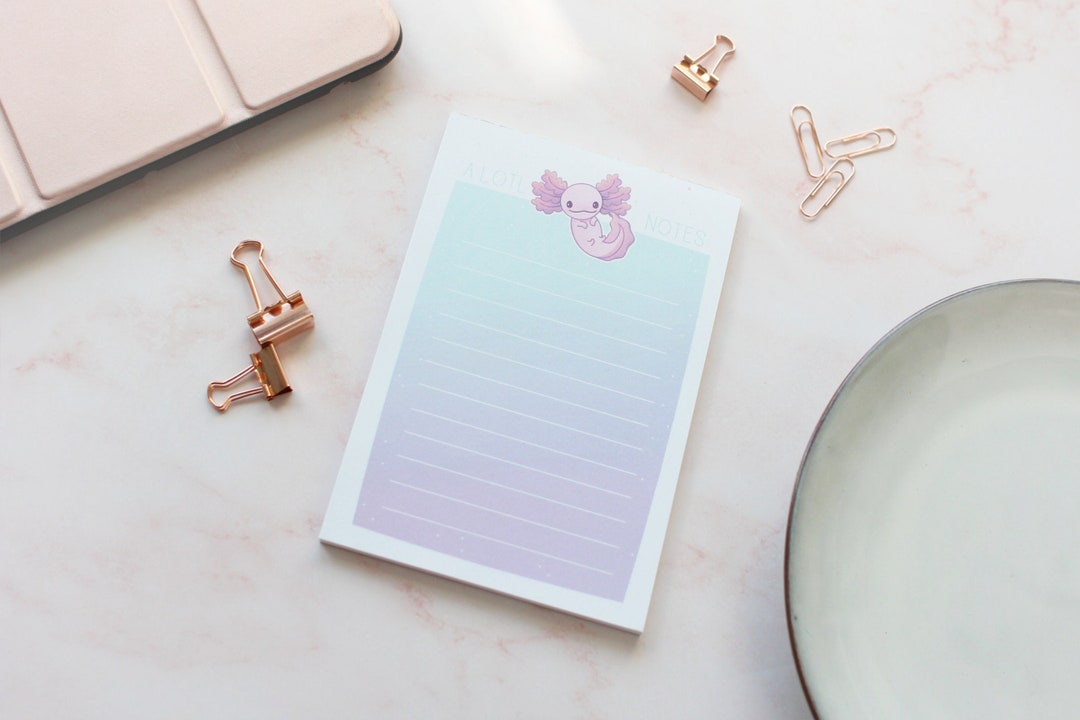 A Lotl Notes A6 Notepad Notes Axolotl Art Cute Stationery 50 Pages ...
