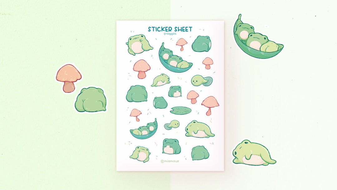 Froggos Stickers | A6 Matte Sticker Sheet | Frog Sticker | Cute Vinyl ...