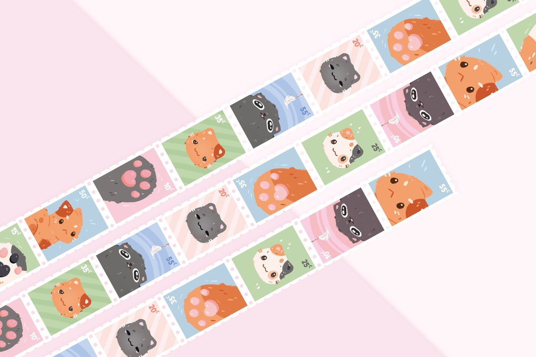 Angry Cat Stamp Washi Tape | 10m Roll | Artist Masking Tape ...