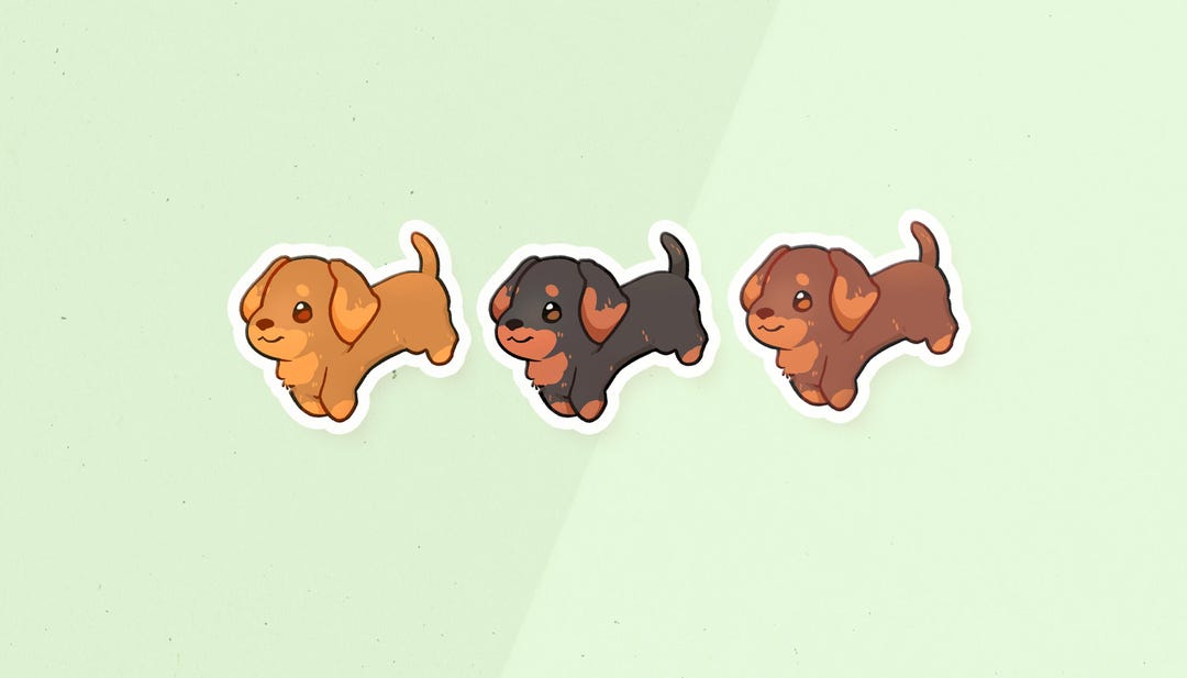 Cute Dog Breed Sticker Dachshund Vinyl Sticker Chibi Animal Stickers ...