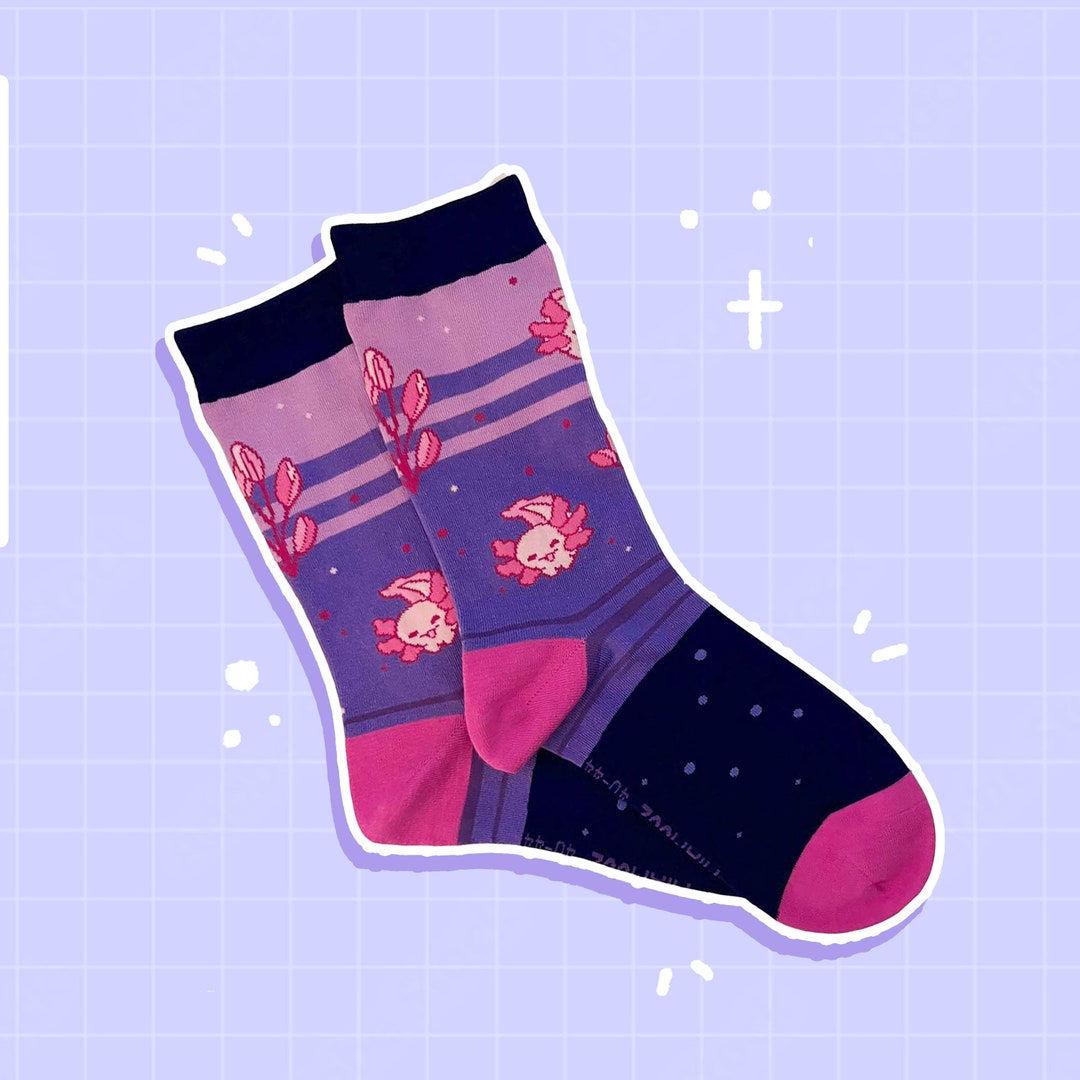 Colorful Axolotl Socks | Cute Funny Sock | Handmade by Artist | Kawaii ...