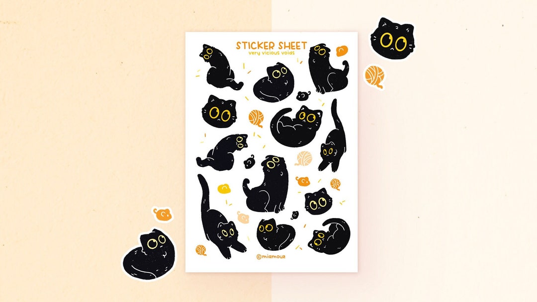 Very Vicious Voids Stickers | A6 Matte Sticker Sheet | Black Cat ...