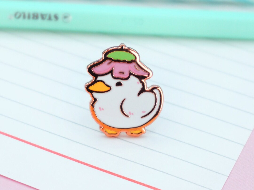 Flower Duck Enamel Pin | Cute Adventurer Hard Enamel Pin | Duckling Art ...