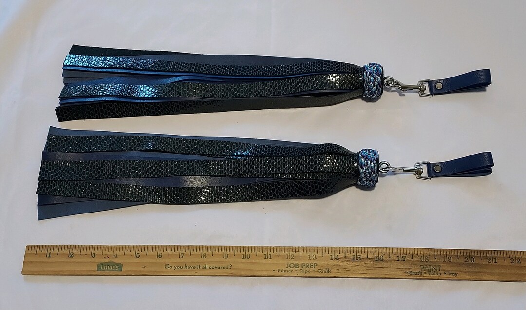 Dark Blue faux Snake Leather and Navy Blue Leather Finger Flogger Set ...