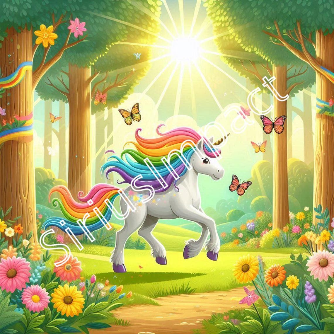 Cartoon Unicorn Digital Images - Etsy