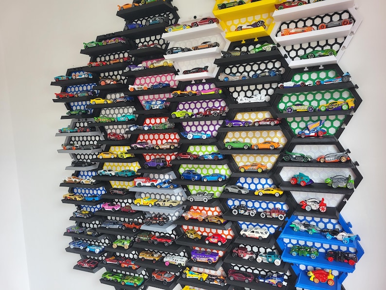 Hot Wheels Hexagonal Shelves Display Stage Shelf Locking Wall Mini Cars ...