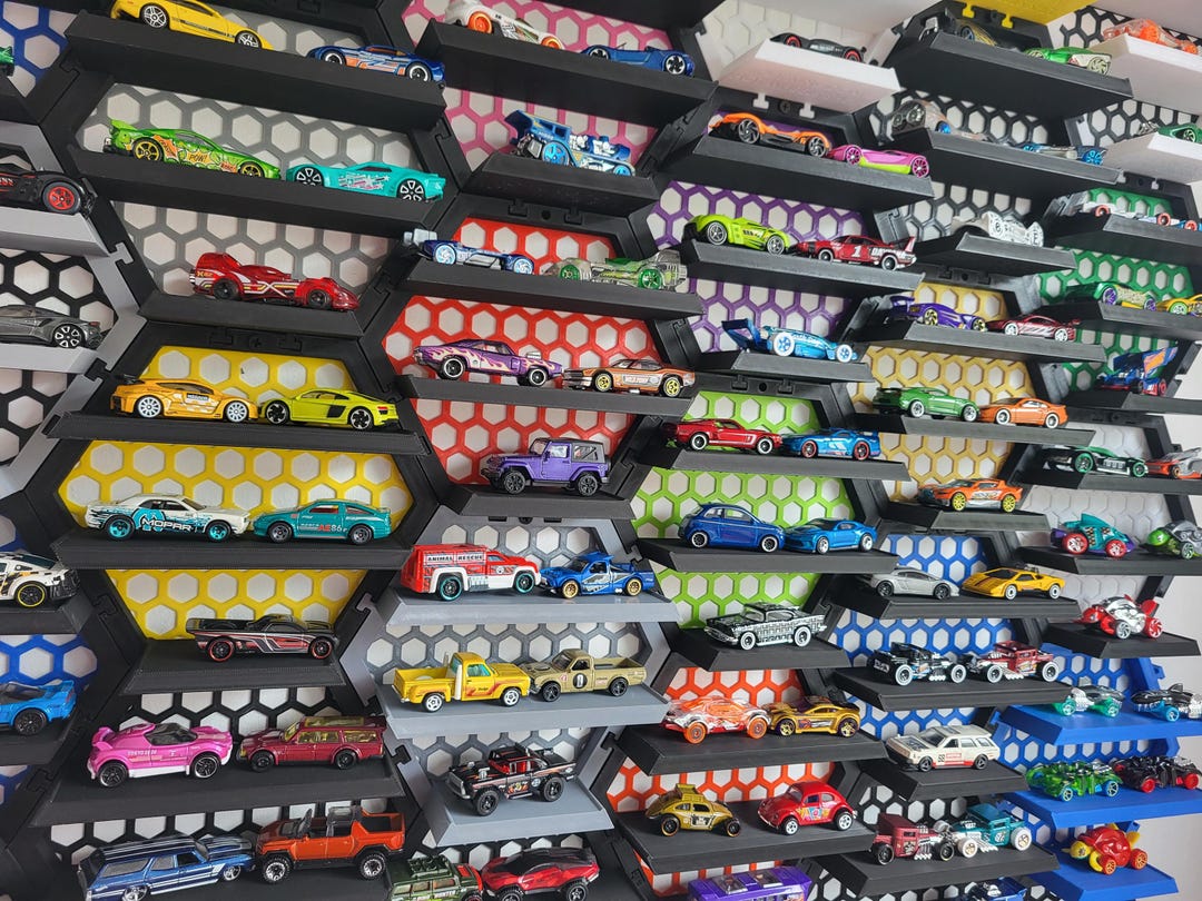 Hot Wheels Hexagonal Shelves Display Stage Shelf Locking Wall Mini Cars ...